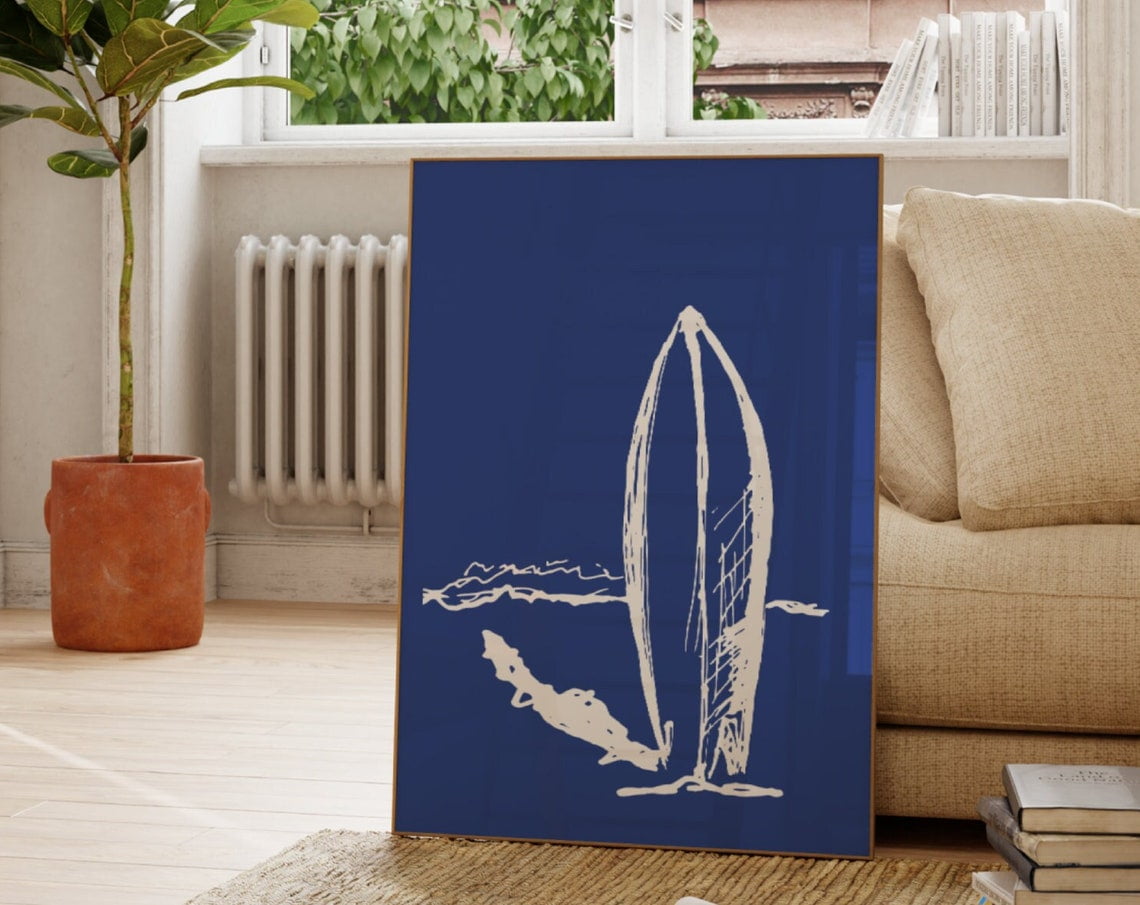 Coastal Artwork, Surf Art Print, Minimalistic Beach Print, Swim Surf ...