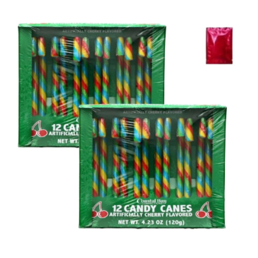 Coastal Bay Cherry Flavored Candy Canes 12-Count (2 Pack) | Holiday ...