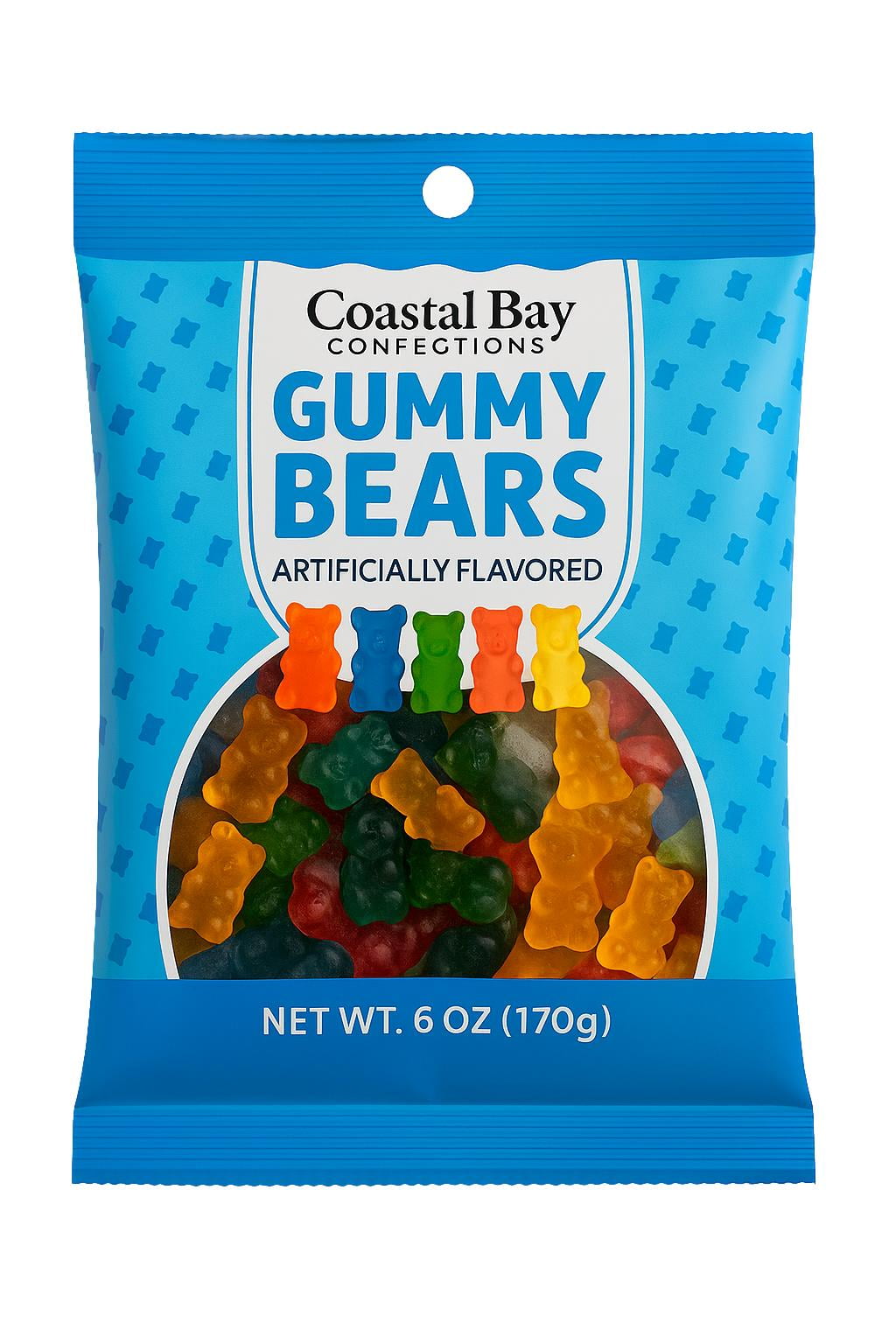 Coastal Bay Confections Assorted Fruit Flavored Gummy Bears, Soft ...