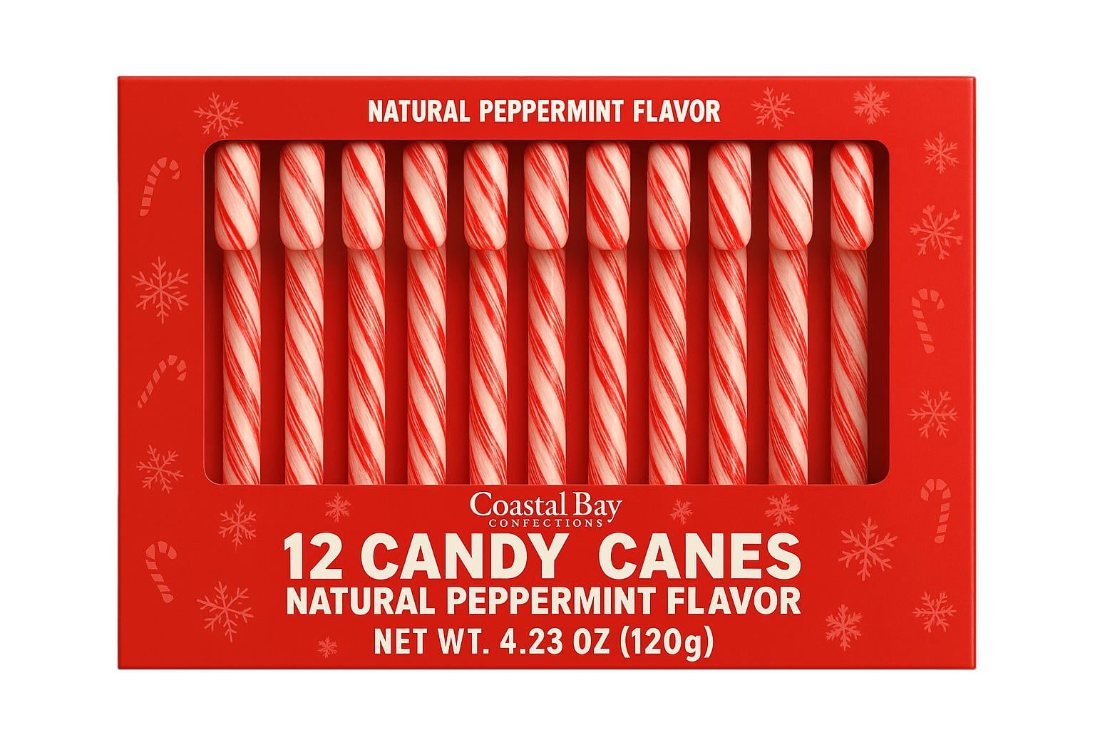 Coastal Bay Confections Christmas Peppermint Candy Canes, Natural ...