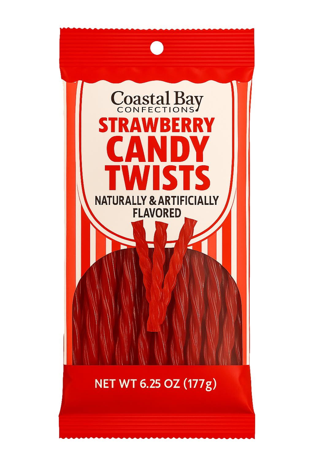 Coastal Bay Confections Sweet Strawberry Licorice Candy Twists, 6.25 oz ...