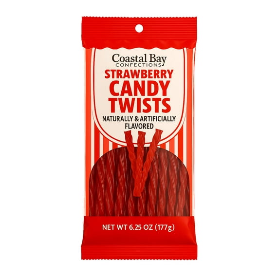 Coastal Bay Confections Sweet Strawberry Licorice Candy Twists, 6.25 oz ...