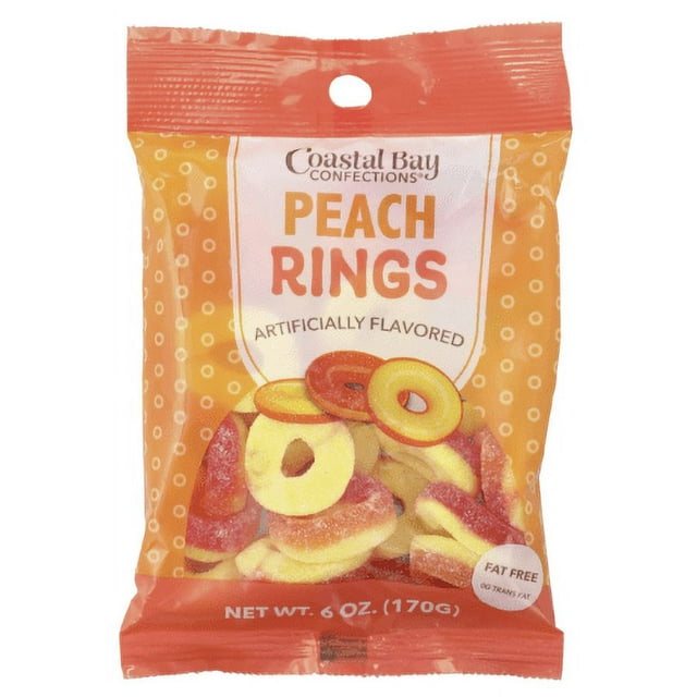 Coastal Bay Peach Rings, Artificially Flavored Fat Free, Peach Rings, 6 ...