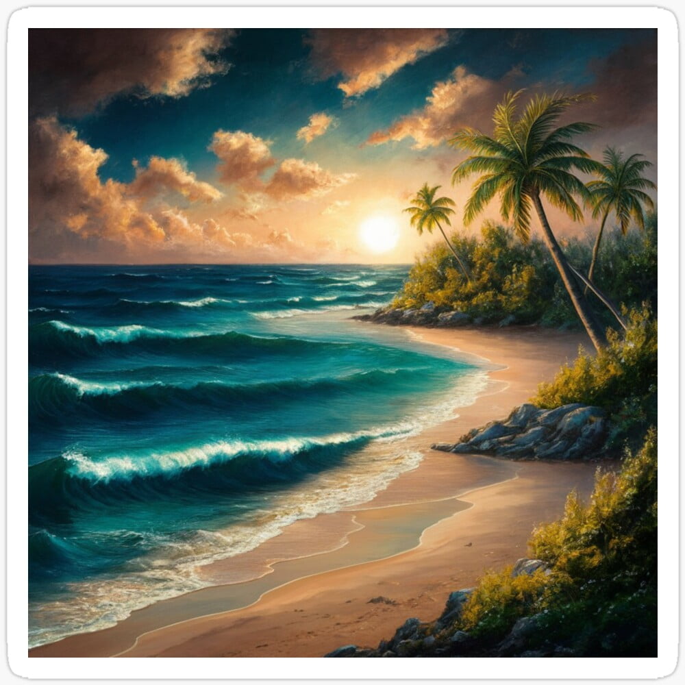 Coastal, Beach Art, Blue Water, Sea, Ocean Poster Sticker Phone Decal ...