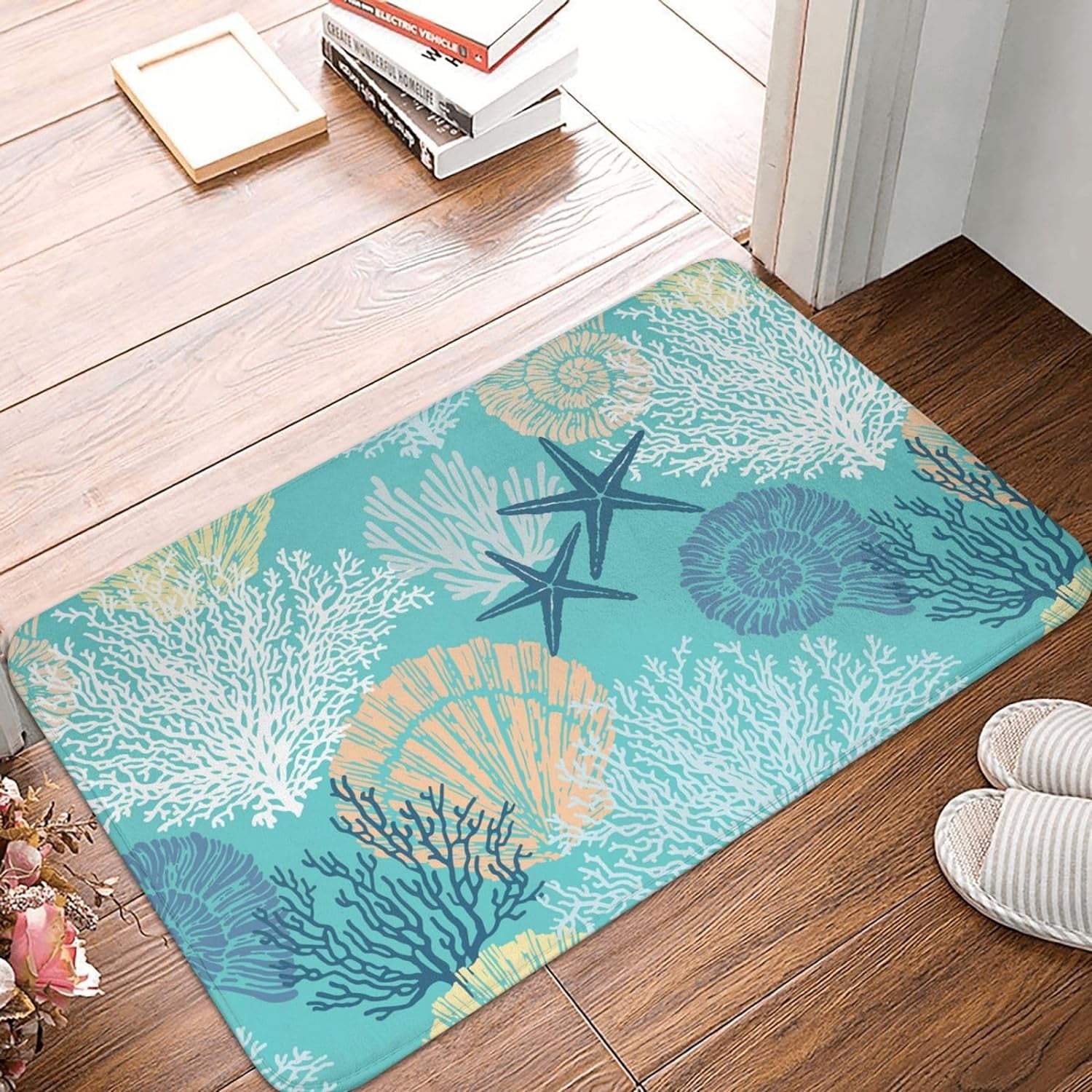 Coastal Beach Bath Mats for Bathroom, Soft Absorbent Nautical ...