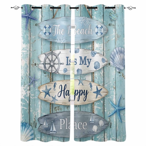 Coastal Beach Blackout Curtains for Bedroom/Living Room, Thermal ...