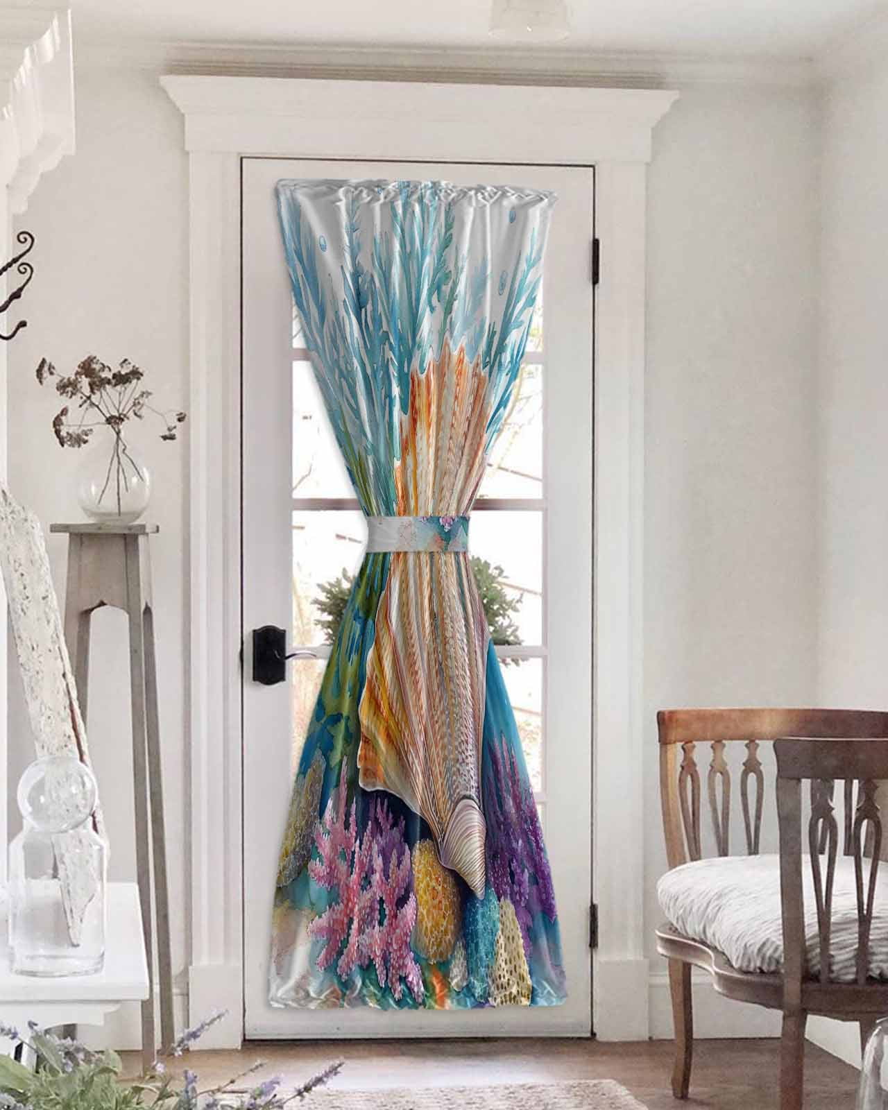Coastal Beach Blackout Curtains French Door Curtains for Door Window ...