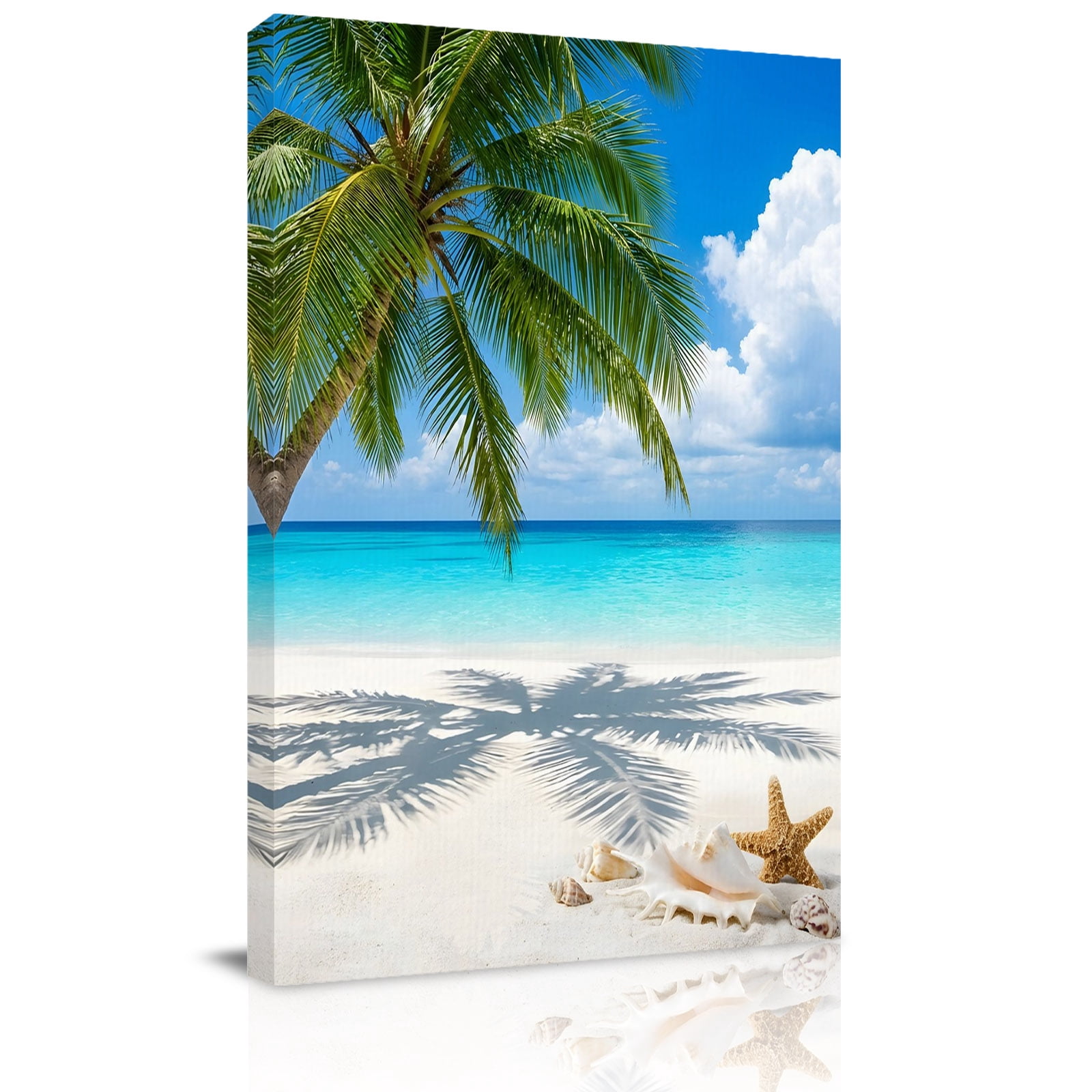 Coastal Beach Canvas Wall Art for Living Room, Starfish Palm Tree Sky ...