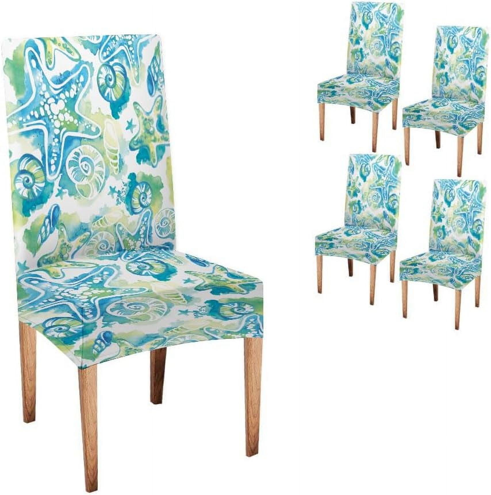 Coastal Beach Chair Cover Seashells Abstract Marine Design Chair Covers ...