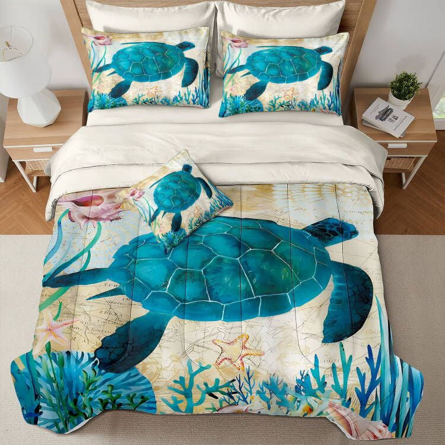 Coastal Beach Comforter Set Queen Size 8 Pieces Bed in a Bag Tropical ...