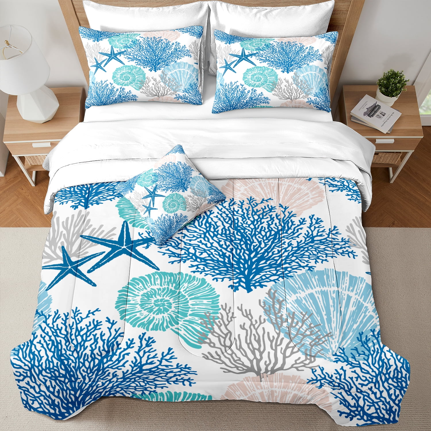 Coastal Beach Comforter Set Queen Size 8 Pieces Bed in a Bag Nautical ...