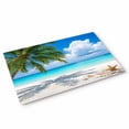Coastal Beach Door Mat Starfish Palm Tree Sky Tropical Non Slip ...