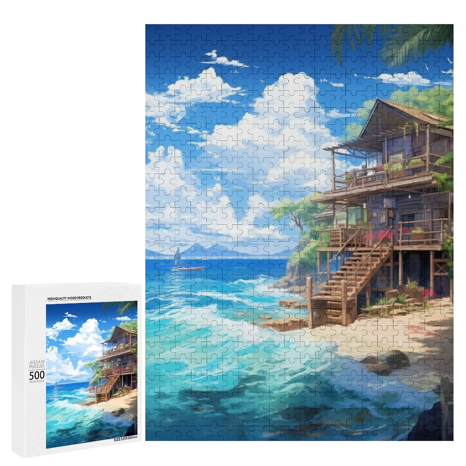 Coastal Beach House 500 Piece Puzzle for Families – Relaxing Jigsaw ...