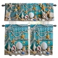 Coastal Beach Kitchen Curtains Set for Windows, Conch Starfish Curtains ...