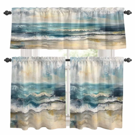 Coastal Beach Kitchen Curtains Sets for Windows 24 Inch Length ...
