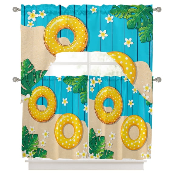Coastal Beach Kitchen Curtains Swag Valance and Tier Curtains Set 36 ...