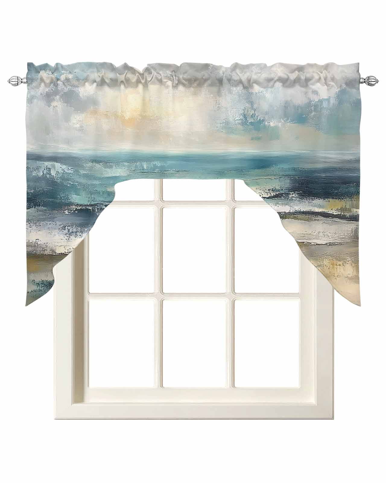 Coastal Beach Kitchen Curtains Swag Valance for Windows/Bathroom/Cafe ...