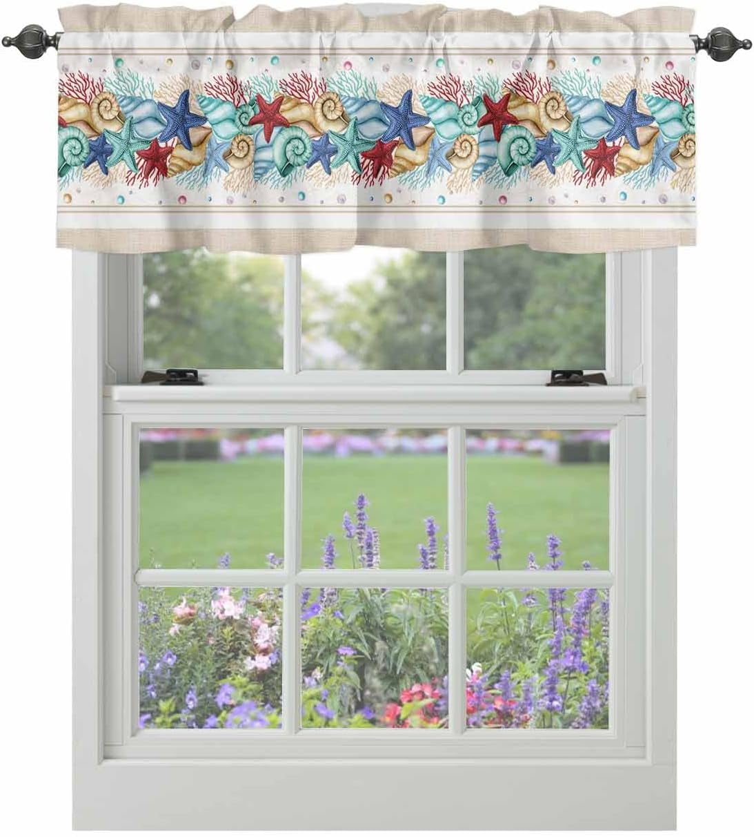 Coastal Beach Kitchen Curtains Valances for Windows Nautical Ocean ...