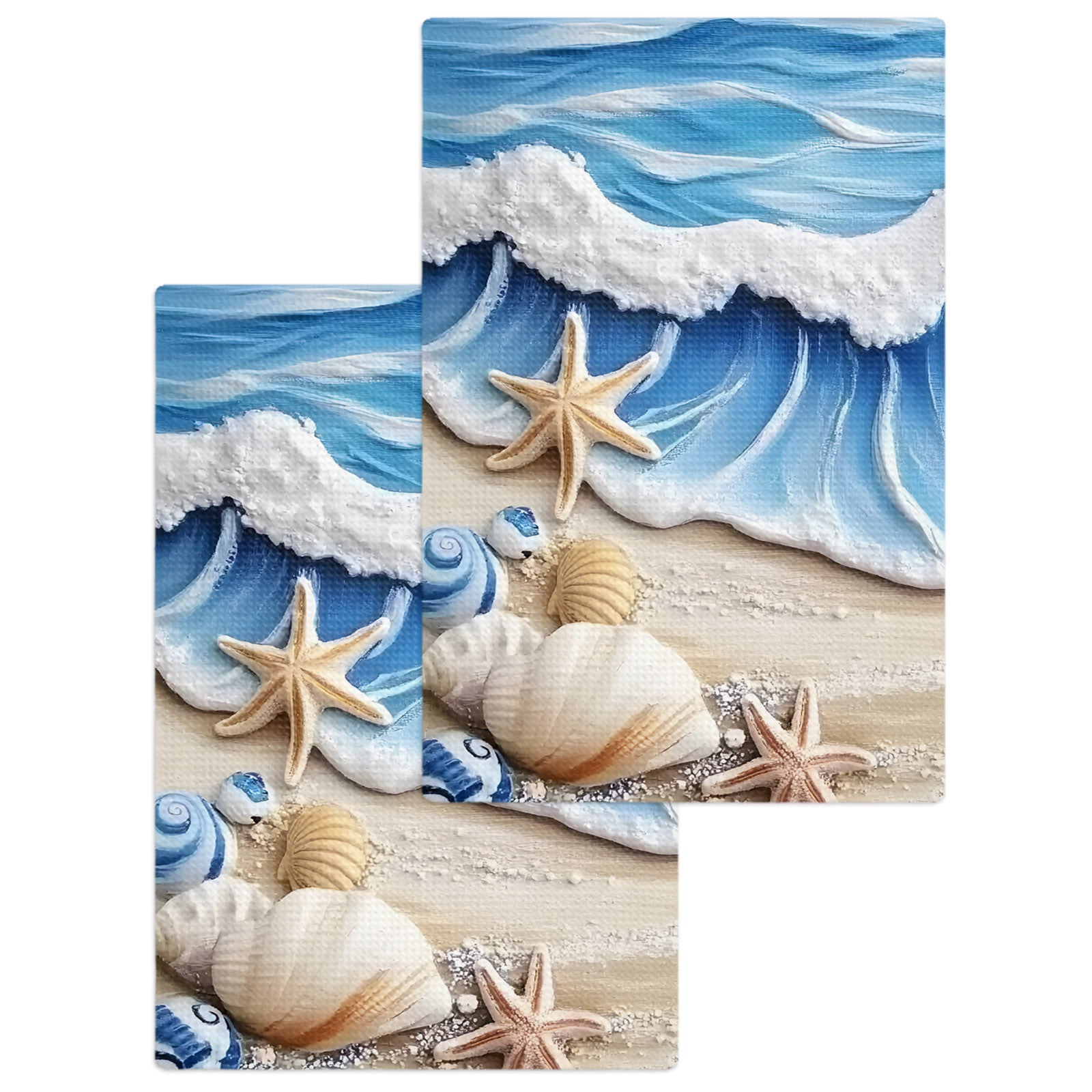 Coastal Beach Kitchen Dish Towels for Drying Dishes Set of 2, Blue ...