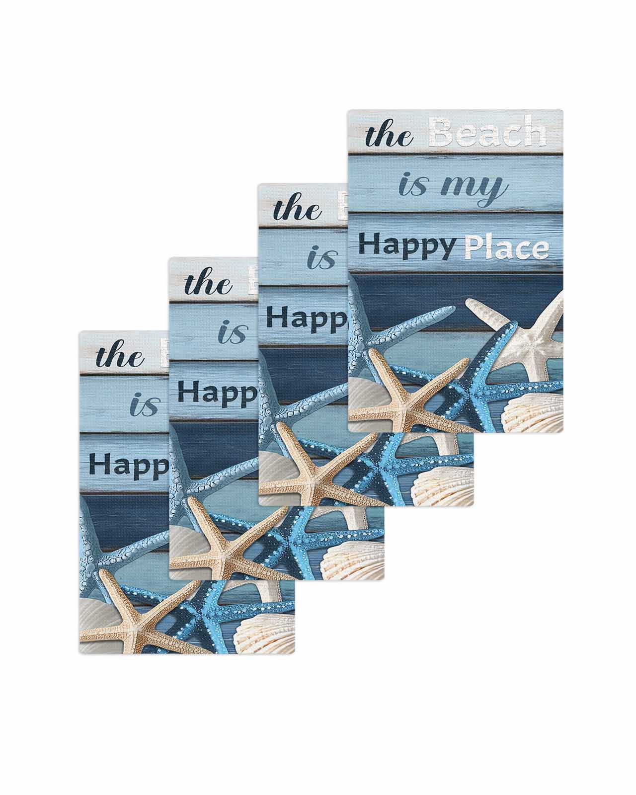 Coastal Beach Kitchen Dish Towels for Drying Dishes Set of 4, Ocean ...