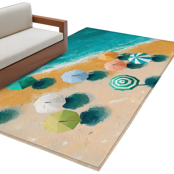 Coastal Beach Kitchen Runner Rug 2.7x5 Washable Runners for Hallway Non ...