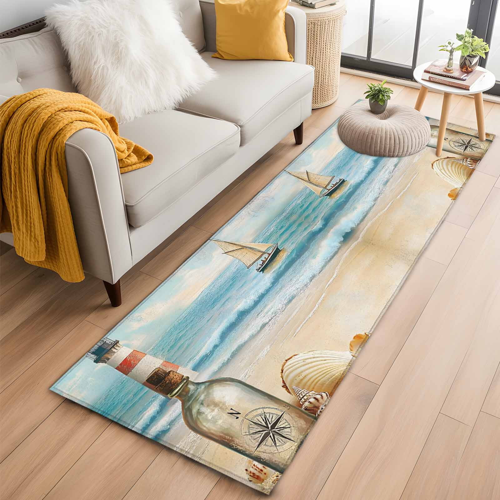 Coastal Beach Kitchen Runner Rug 2x6 Washable Runners for Hallway Non ...
