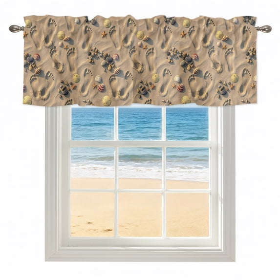Coastal Beach Kitchen Valances for Windows 42x12 Inch Kitchen Curtains ...
