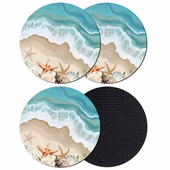 Coastal Beach Ocean Coasters Set of 4, Soft Absorbent Coasters for ...
