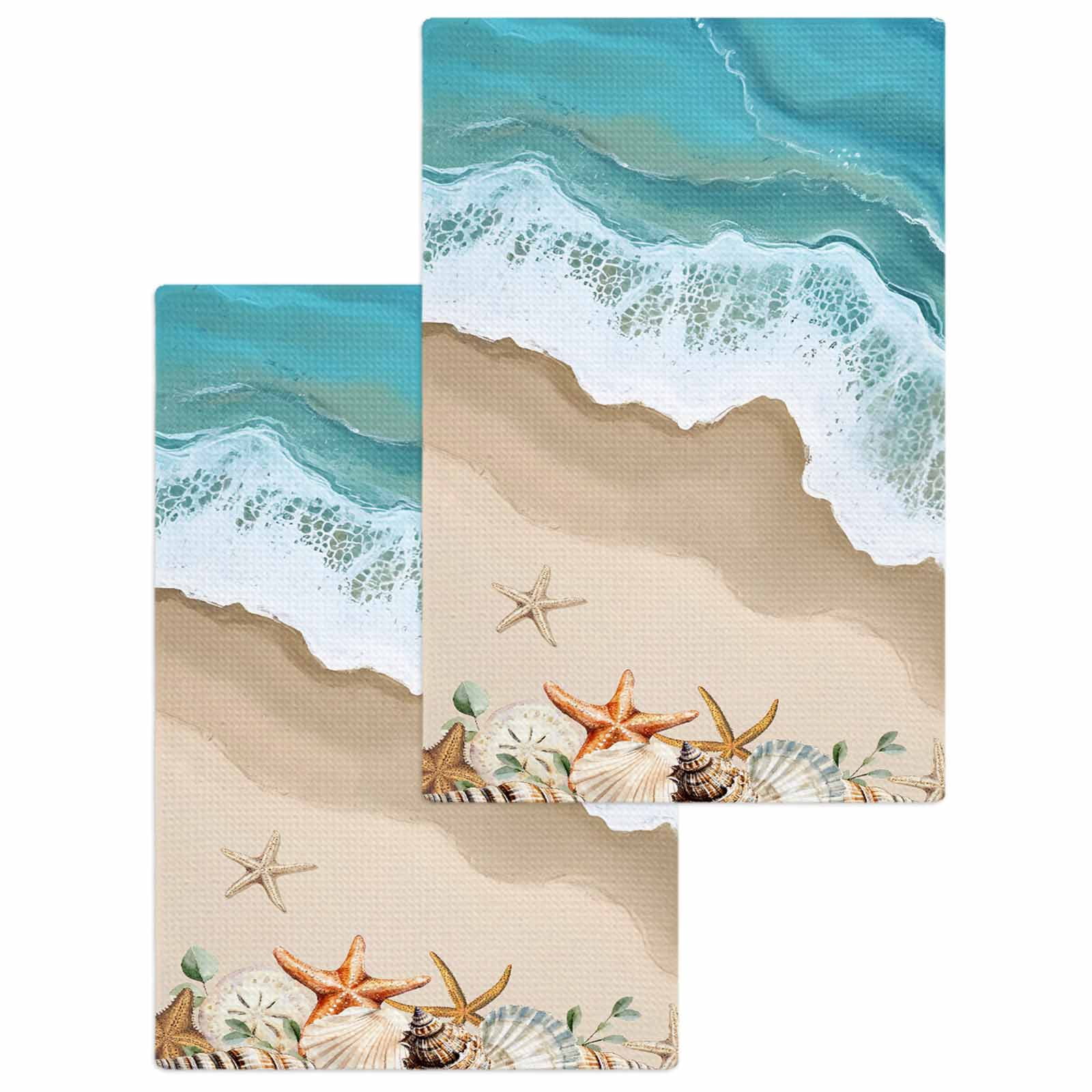 Coastal Beach Ocean Kitchen Dish Towels for Drying Dishes Set of 2 ...