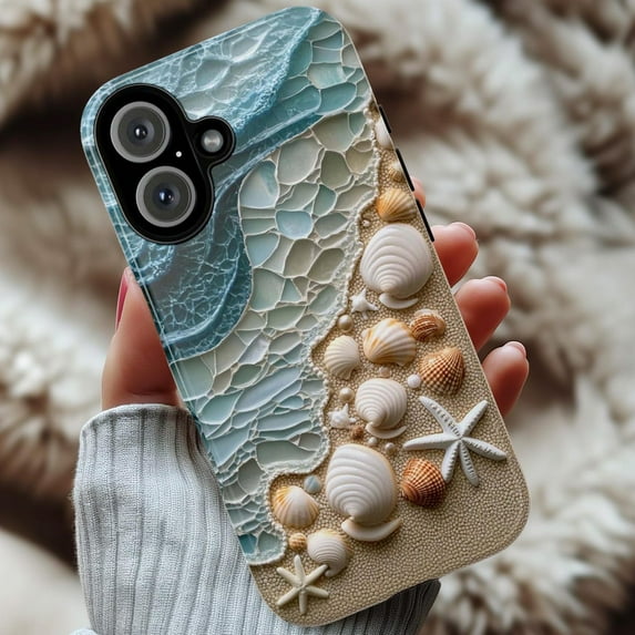 Coastal Beach Ocean Seashell Wave Aesthetic Phone Case 17 16 15 14 13 ...