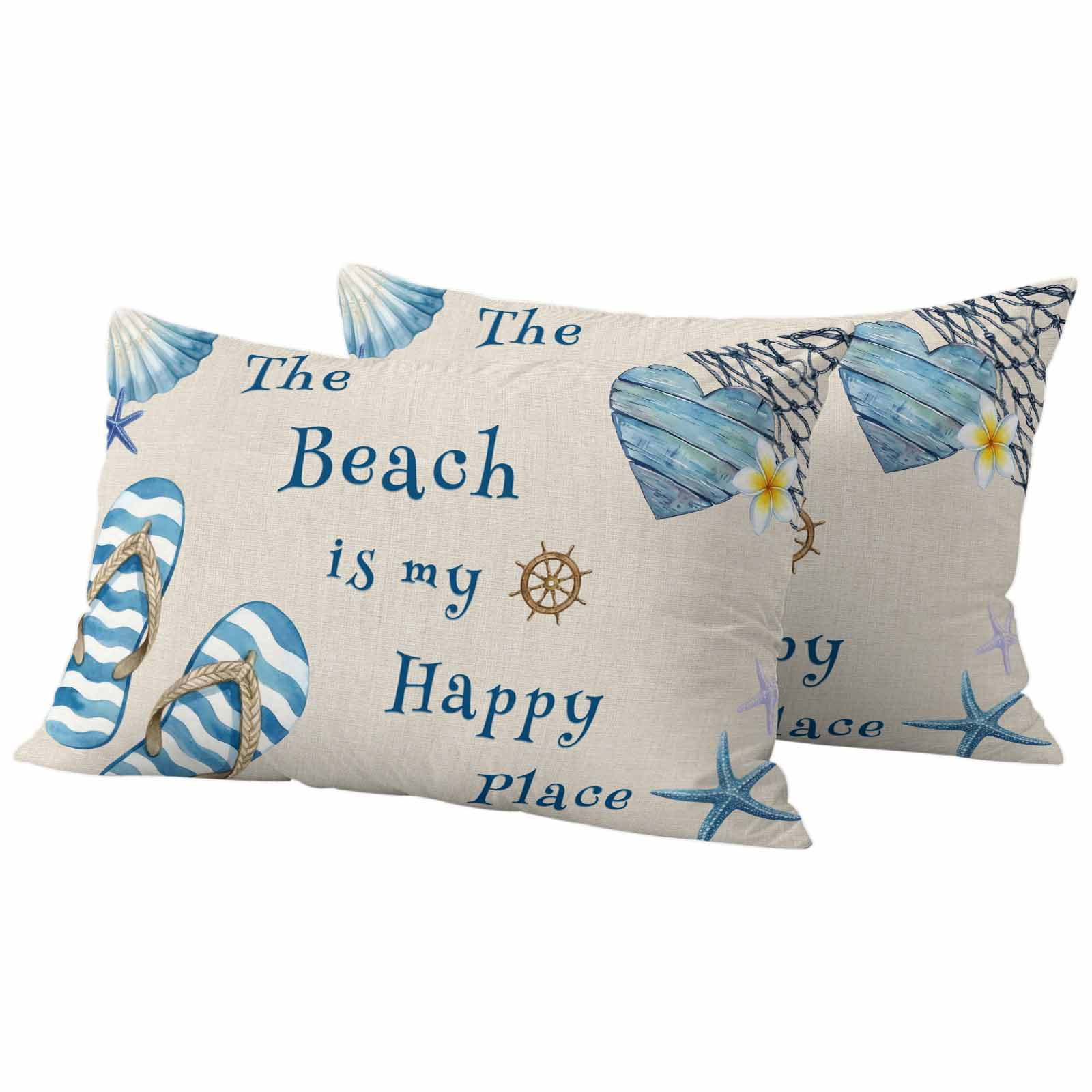 Coastal Beach Outdoor Waterproof Pillow Covers, Farmhouse Ocean ...