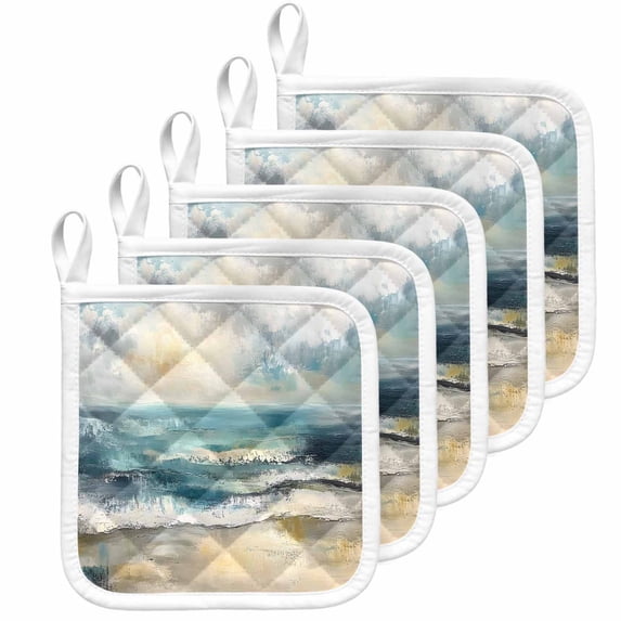Coastal Beach Pot Holders for Kitchen Heatproof Potholder, 5 Pack ...