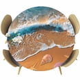 Coastal Beach Round Tablecloth 45-54 Inch Round Fitted Table Cloth with ...