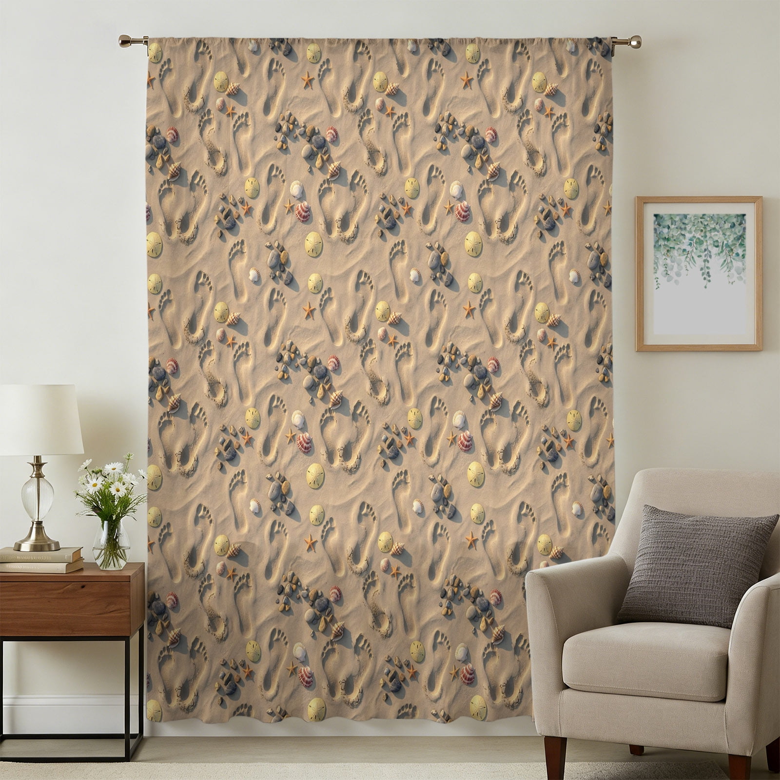 Coastal Beach Sheer Curtains 45 Inches Long for Bedroom, Modern Summer ...