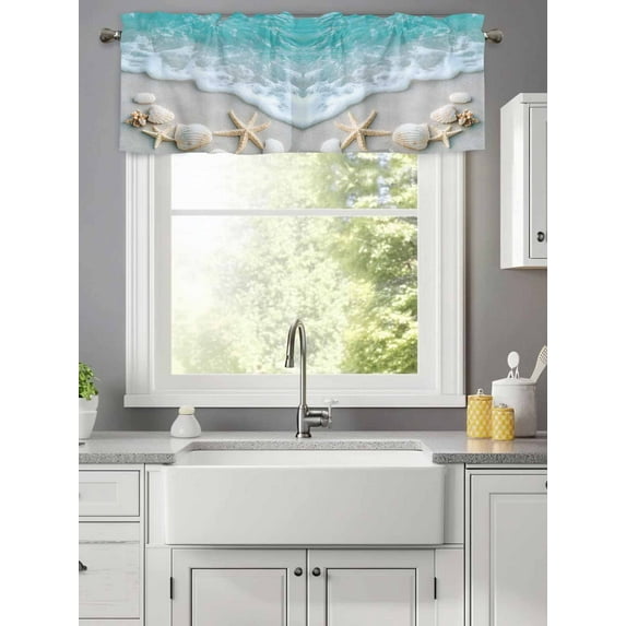 Coastal Beach Shell Starfish Valances for Windows,Rod Pocket Valance ...