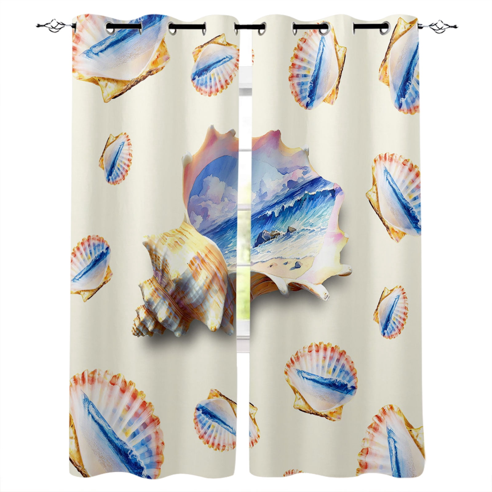 Coastal Beach Shells Blackout Curtains for Bedroom Living Room ...