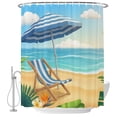 Coastal Beach Shower Curtain Set - 48" x 72" Washable Bathtub Curtain ...
