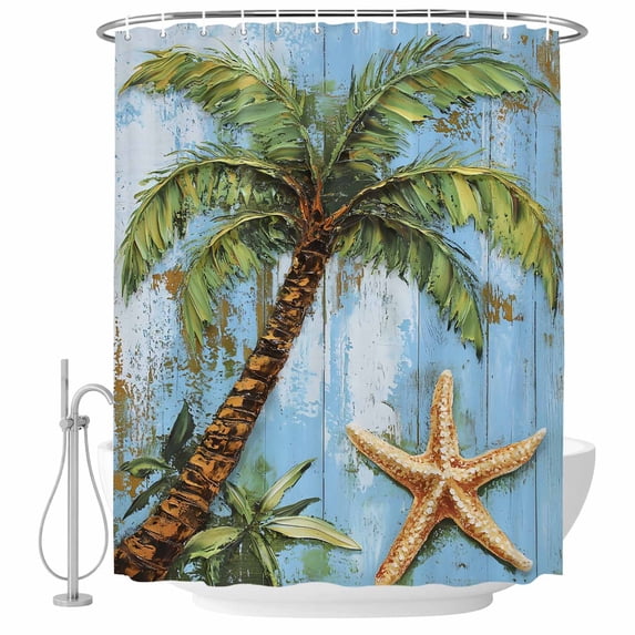 Coastal Beach Shower Curtain Set - Small 36" x 72" Washable Bathtub ...