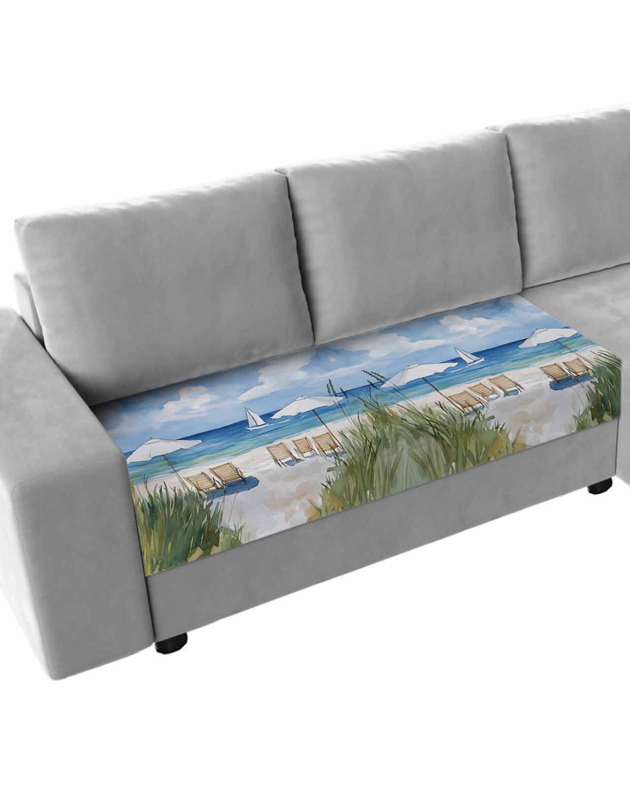 Coastal Beach Sofa Couch Cushion Covers Washable, Removable Stretchable ...