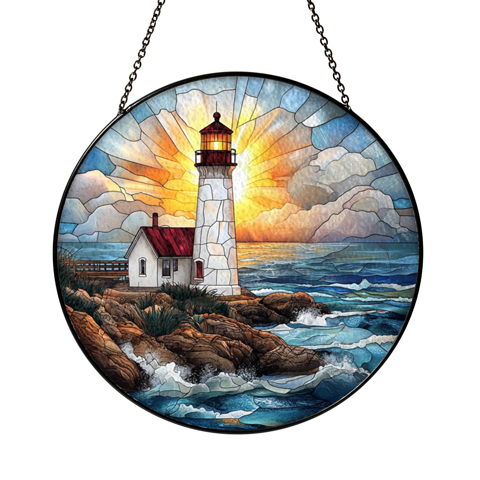 Coastal Beach Stained Glass Suncatcher – Ocean Wave Window Art ...