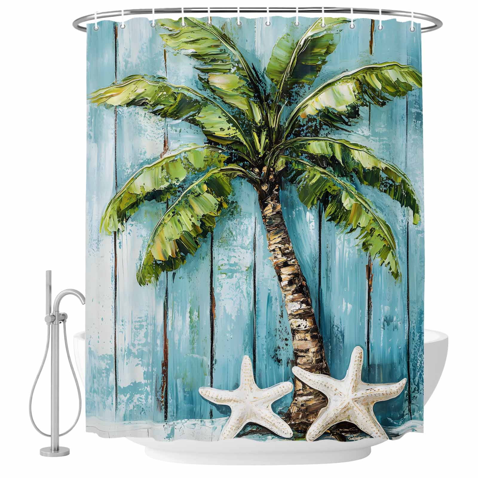 Coastal Beach Starfish Shower Curtain Set - Small 36" x 72" Washable ...