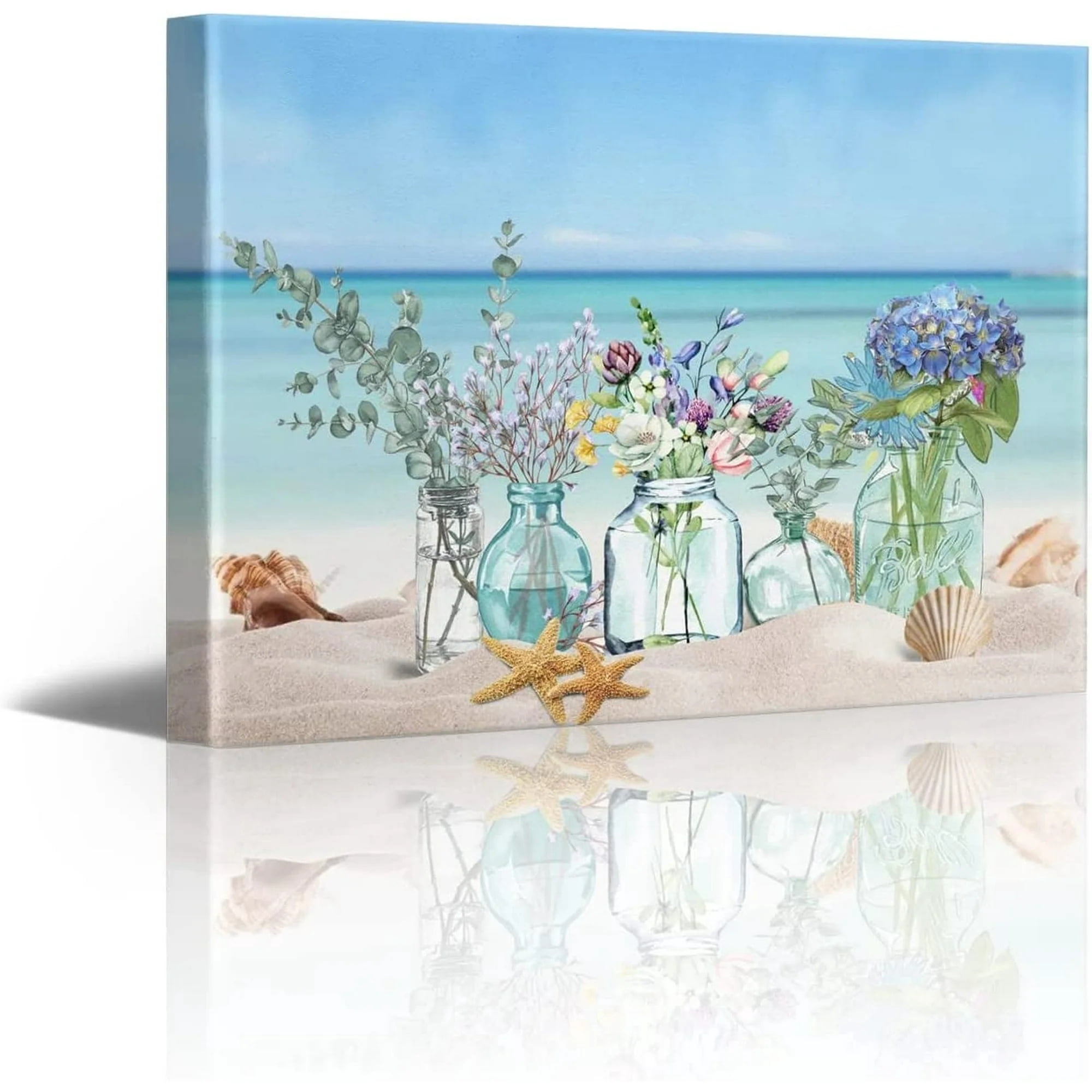 Coastal Beach Sunrise Canvas Wall Art, Ocean View Sand Dune Seascape ...