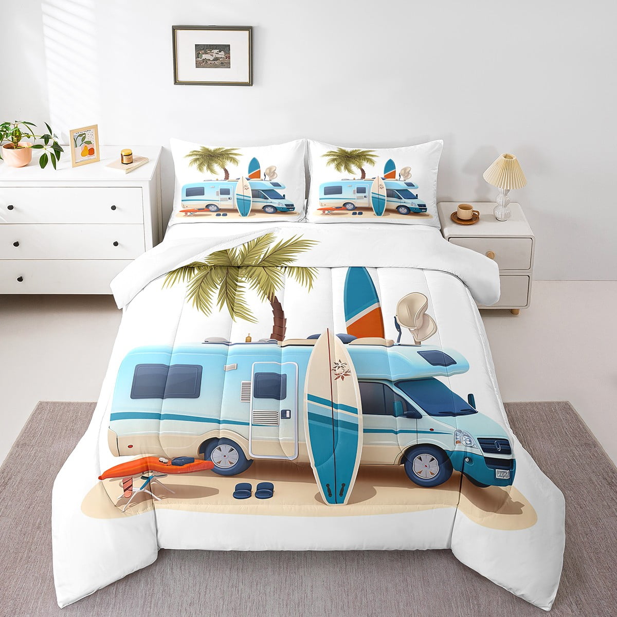 Coastal Beach Surf Twin Bedding Set,Surfboard Surfer Comforter Set ...