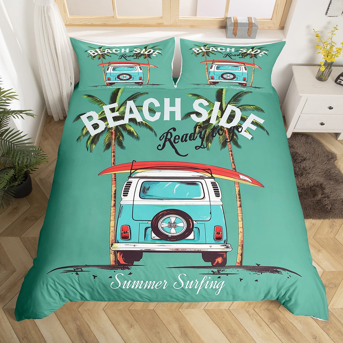 Coastal Beach Surfer Twin Duvet Cover,Surfboard Surf Bedding Set ...