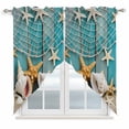 Coastal Beach Swag Curtain Valance for Window 2 Panels Starfish Conch ...