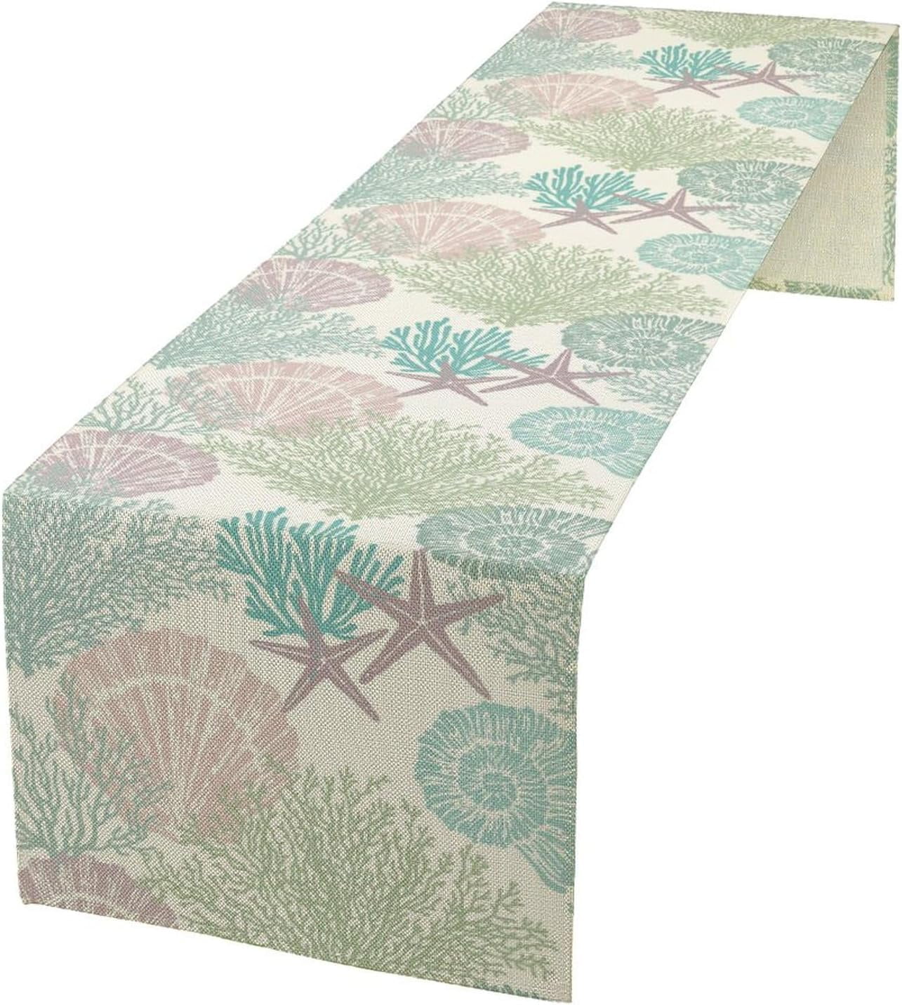 Coastal Beach Tablecloth,Sea Animals Starfish Summer Theme Nautical Sea ...