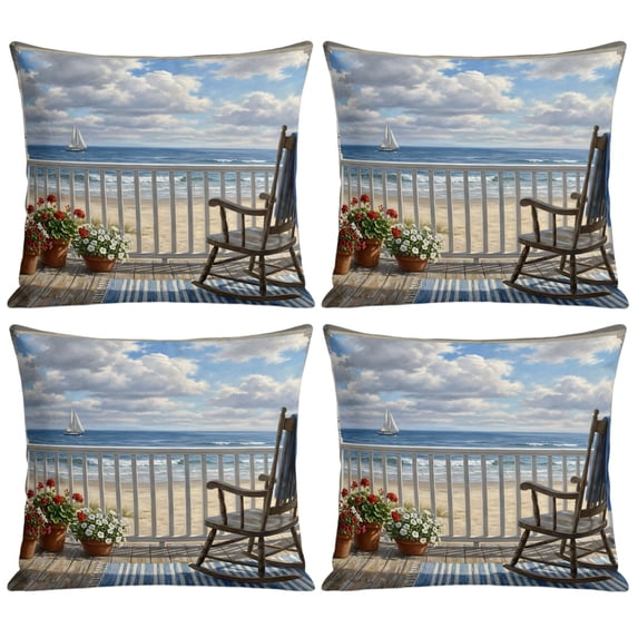 Coastal Beach Throw Pillow Covers 20 x 20 Inch Pillow Covers Set of 4 ...