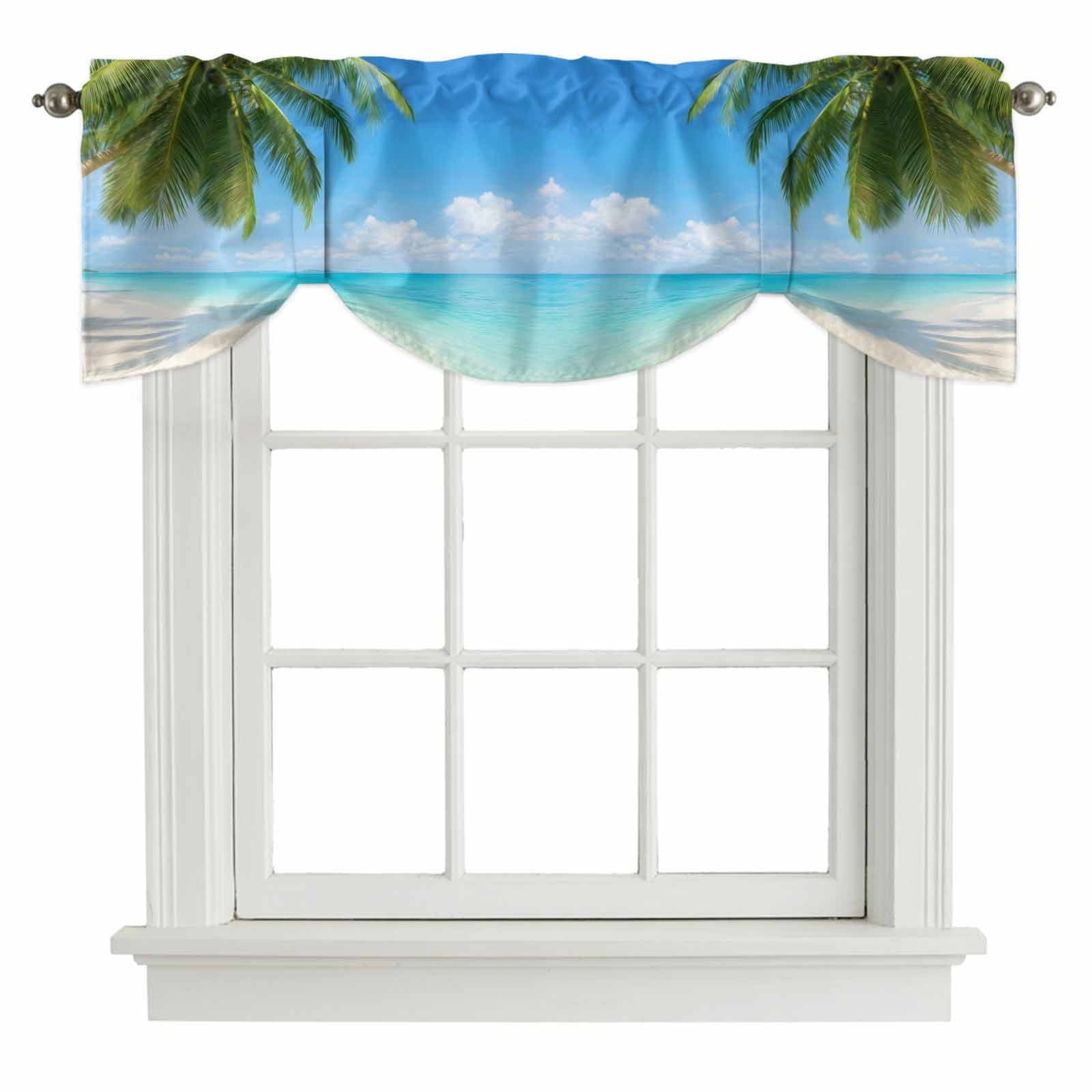 Coastal Beach Tie Up Valance Curtain for Kitchen Living Room Bedroom ...
