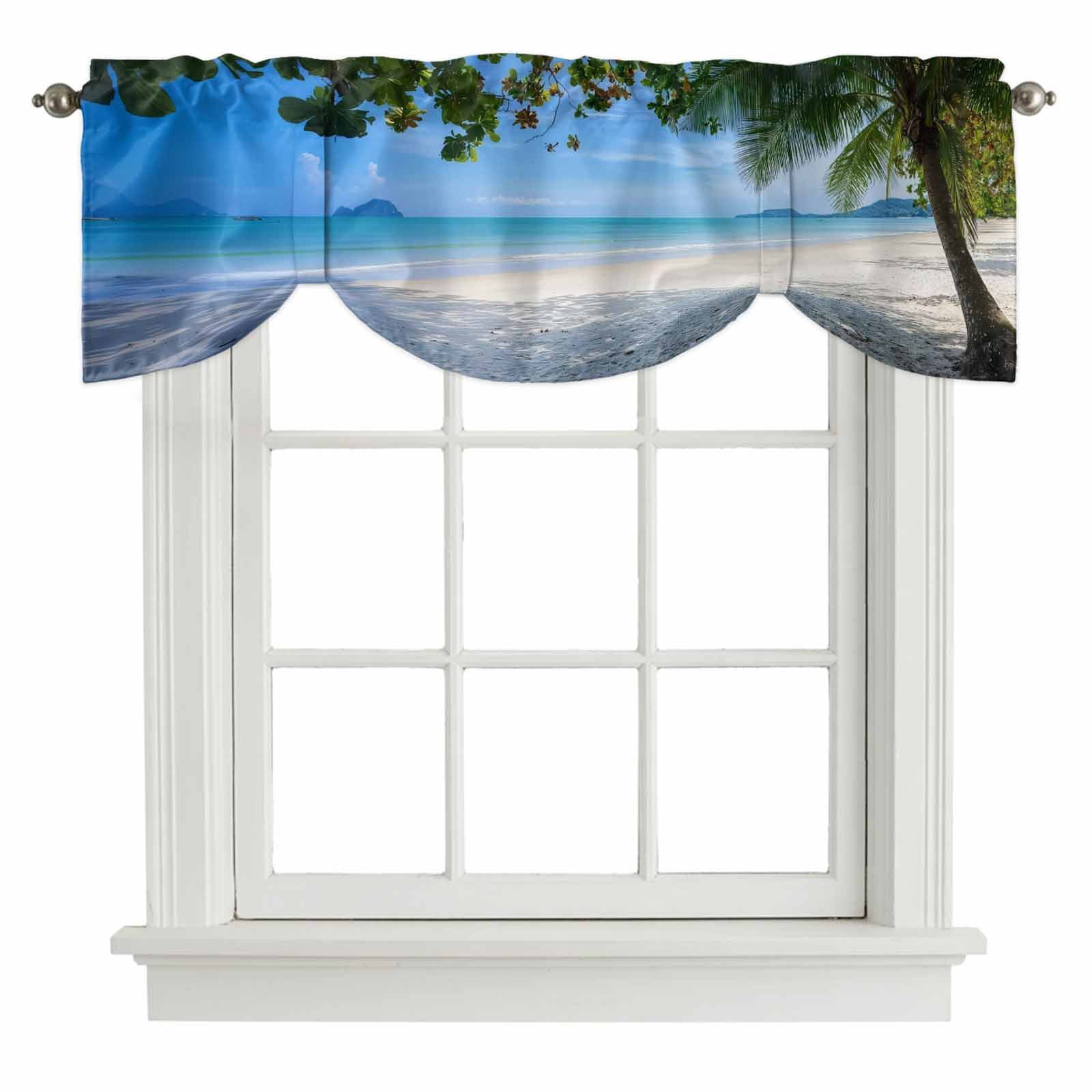 Coastal Beach Tie Up Valance Curtains for Windows, Kitchen Curtains ...