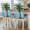 Coastal Beach Tree Chair Back Covers, Ocean Tropical Palm Starfish Blue ...